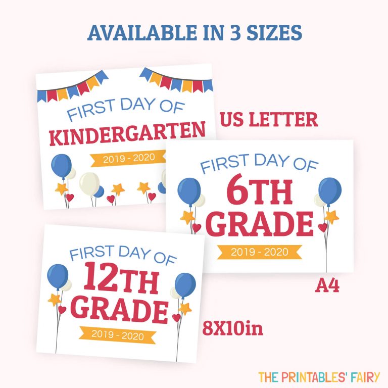 First Day of School Signs (Free Printables) - The Printables Fairy