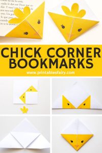 Chick Corner Bookmarks (Easter Origami for Kids) - The Printables Fairy