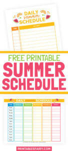 Summer Schedule for Kids (Free Printables) - The Printables Fairy