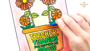 Teacher Appreciation Flower Pot Card - The Printables Fairy