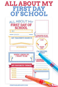 First Day Of School All About Me (Free Printable) - The Printables Fairy