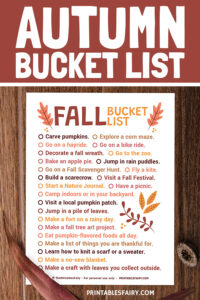 Fall Bucket List for Kids (Free Printable) - The Printables Fairy